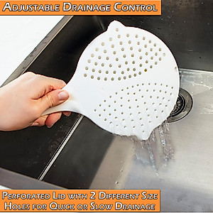 Home-X Microwave Cooking Pot with Strainer Lid - Microwave Steamer for Vegetables with Perforated Lid and Pouring Spout - Convenient, BPA-free Microwave Cookware for Macaroni and Vegetables