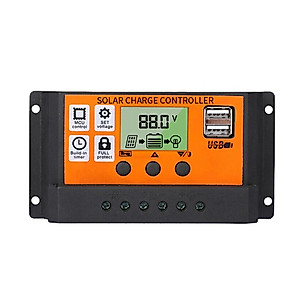 100A Solar Charge Controller, Solar Panel Battery Intelligent Regulator with Dual USB Port 12V/24V, Multi-Function Adjustable LCD Display Street Light Controller (Orange)