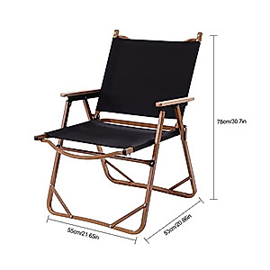 DYRABREST Outdoor Folding Camp Chair Wood Grain Portable Lawn Chairs 308 LBS Heavy Duty Travel Chair Aluminum Frame Lightweight Lounge Chair for Camping, Garden, Picnics, Patio, Beach (Black)