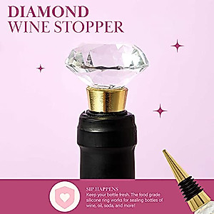 Paris Hilton Wine Bottle Chiller Set, Insulated Double Wall Chiller, Gold Winged Corkscrew Wine Bottle Opener, Diamond Wine Stopper, 3-Piece Set, Pink