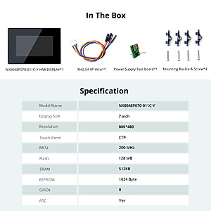 Nextion 7.0″ Intelligent HMI Display NX8048P070-011C-Y Capacitive LCD-TFT Touch Screen 800 * 480 with Enclosure, Nextion Display Support Video Audio Animation Play Functions.