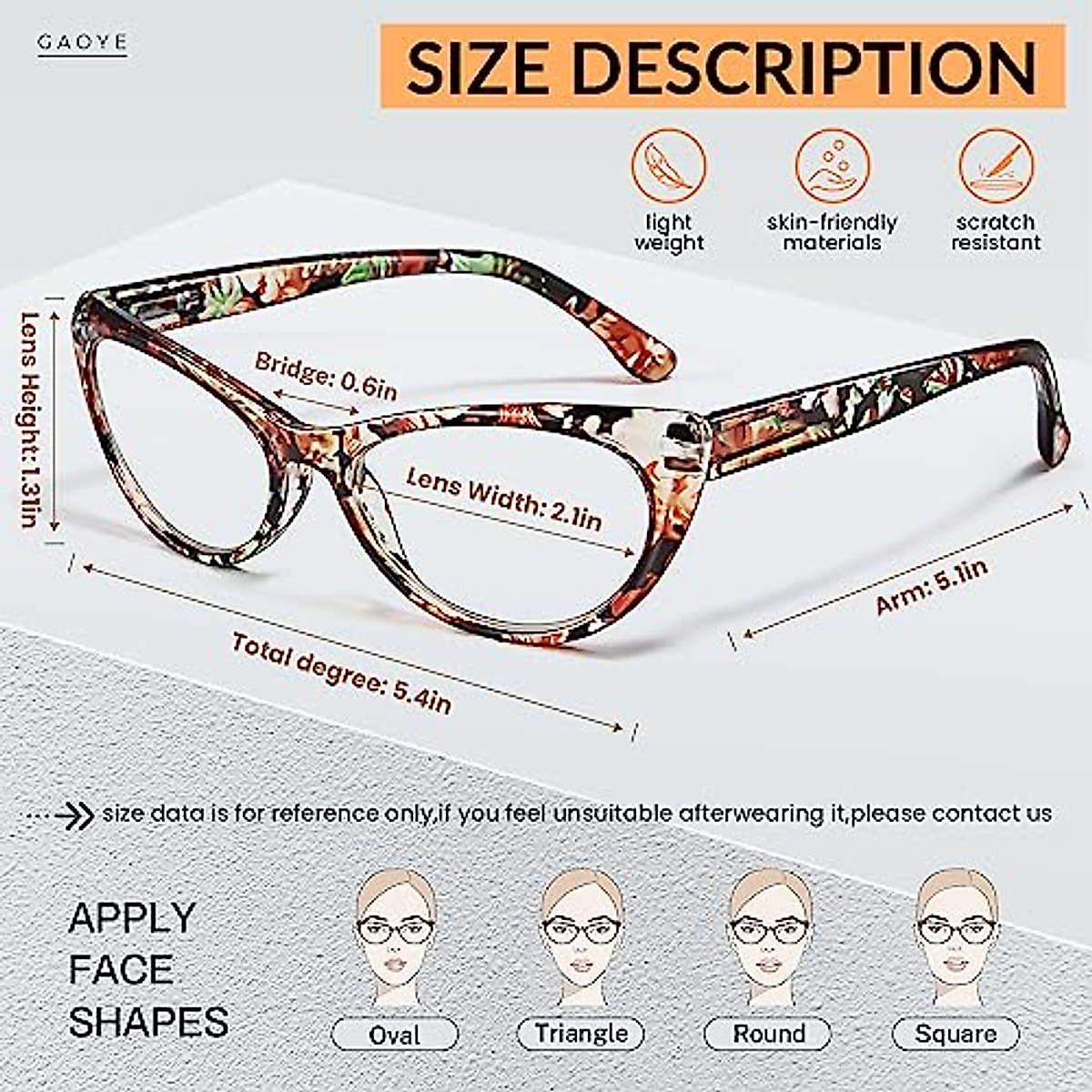 Gaoye 6 Pack Reading Glasses for Women Computer Blue Light Blocking Stylish Cat Eye Readers Anti Eye Strain with Spring Hinge (G1 6-pack mix, 3.00, multiplier_x)