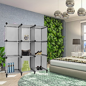 Gold Armour Cube Storage 9-Cube Bookshelf Closet Organizer Storage Shelves Shelf Cubes Organizer Plastic Square Book Shelf Bookcase DIY Closet Cabinet Organizer Shelving for Home Office Bedroom (Pink)