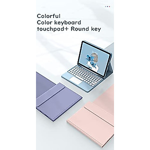 HENGHUI Keyboard Case with Touchpad for iPad Air 13 inch M2/ iPad Pro 12.9 inch 6th 5th 4th 3rd Generation Cute Round Key Color Keyboard Detachable Touch Keyboard Cover (Pink)