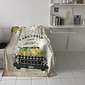 Heart Pain Soft Flannel Fleece Blanket Farm Lemon Harvest Truck Breathable Throw Blanket Vintage Newspaper Cozy Blanket for Couch Sofa Bed Living Room Suitable for All Season - 40x50 inch