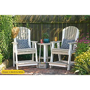 LuxCraft Plastic Poly Adirondack Balcony Chair with Built-in Footrest, Counter Height Outdoor Patio Dining Chair (Weatherwood & Chestnut Brown)