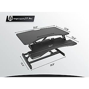 FEZIBO Standing Desk Converter Stand up Desk Riser, 34 inches Height Adjustable Ergonomic Tabletop Workstation Riser Fits Dual Monitors Black