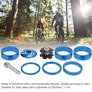 Keenso Bike Handlebar Stem Spacers, 6Pcs Bike Headset Spacer Aluminium Alloy Handlebar Stem Spacers for Mountain Bike(Blue) & Parts