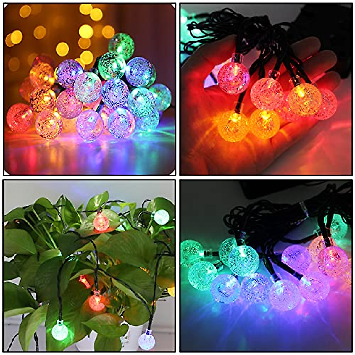 RARITYUS Solar String Lights Waterproof Crystal Globe Sparkly Lights for Holiday Tree Decorative Garden Yard Festival Home Party Porch Wedding Christmas Decorations