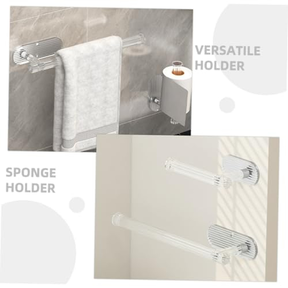 VOSAREA 2pcs Nail Towel Rack Bath Towel Hanger Kitchen Towel Hangers Shower Towel Bar Wall Mounted Tissue Holder Kitchen Towel Bar Bathroom Towel Holder Towel Ring Transparent Acrylic