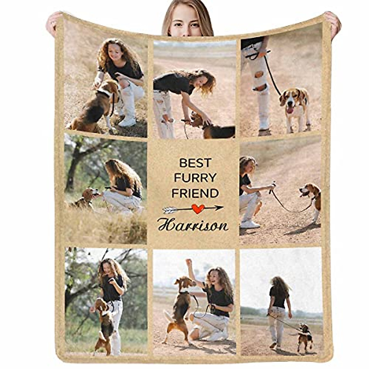 InterestPrint Custom Dog Photo Blanket - Personalized Picture Blankets for Pets Dog Lovers - Customized Gifts Using My Own Photos Throws 60" x 80"