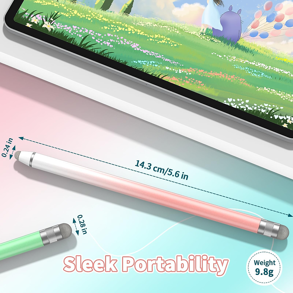 FEUHAISHI 4 Pack Universal Stylus Pens for Touch Screens, High Sensitivity Fiber Tips, Compatible with Apple/iPhone/iPad/iOS/Android/Samsung Tablets and More (Colourful)