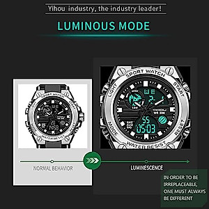 Yihou Men's Military Watch Outdoor Sports Electronic Watch Tactical Army Wristwatch LED Stopwatch Waterproof Digital Analog Watches