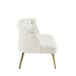 JEEOHEY Small Loveseat Sofa, 53.5" Modern Upholstered Button Tufted Velvet 2-Seat Sofa Small Love Seat Couch for Small Space, Living Room, Bedroom and Apartment, Beige