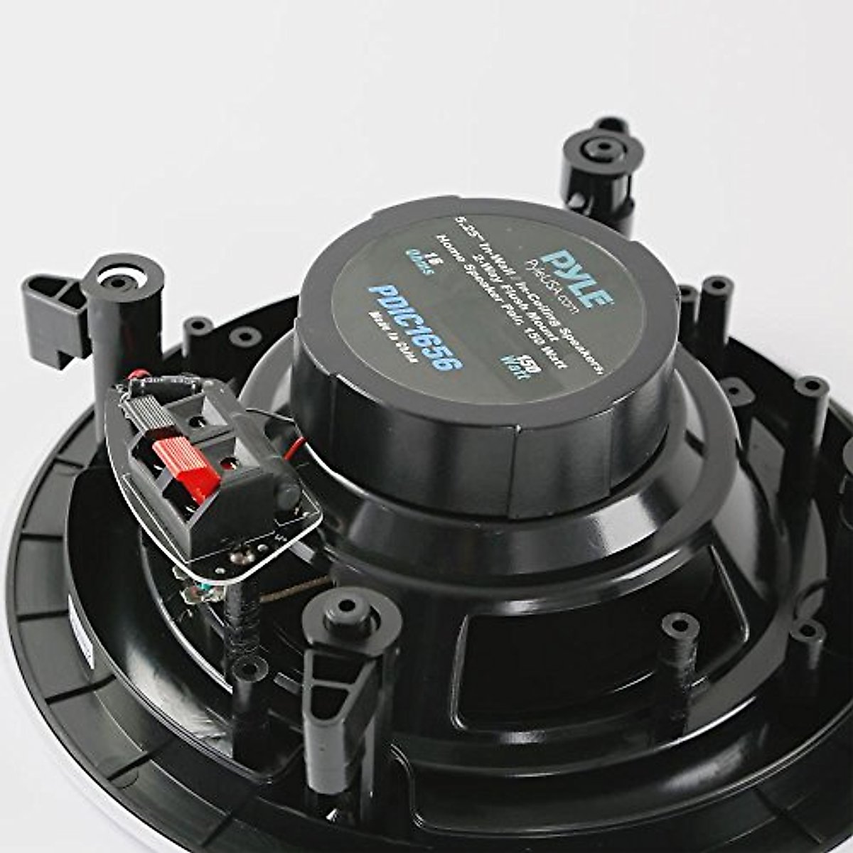 Pyle Pair 5.25” Flush Mount In-wall In-ceiling 2-Way Speaker System Spring Loaded Quick Connections Changeable Round/Square Grill Stereo Sound Polypropylene Cone Polymer Tweeter 150 Watts (PDIC1656)