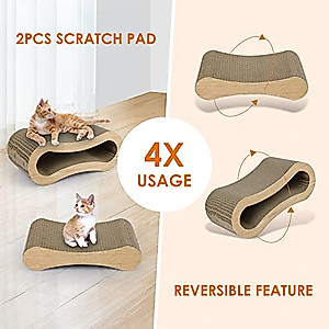 Furrytale 2 in 1 Cat Scratch Pad - Corrugated Cardboard Ultimate Cat Scratching Board, Reversible Cat Lounge Scratcher for Indoor Cats