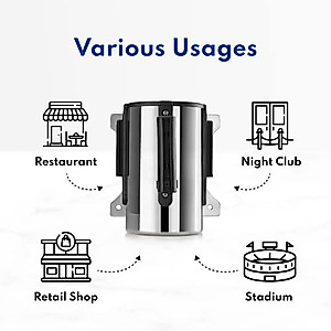 New Star Foodservice 1028829 16 Foot Fixed Wall Mount Retractable Belt Barrier, Black Belt