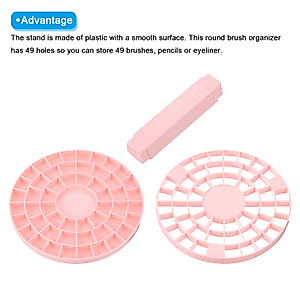PATIKIL 1pcs Paint Brush Holder, Paint Brush Storage Organizer 49 Holes Plastic Paint Storage Desk Stand Round for Artist Desk Makeup Pencil, Pink