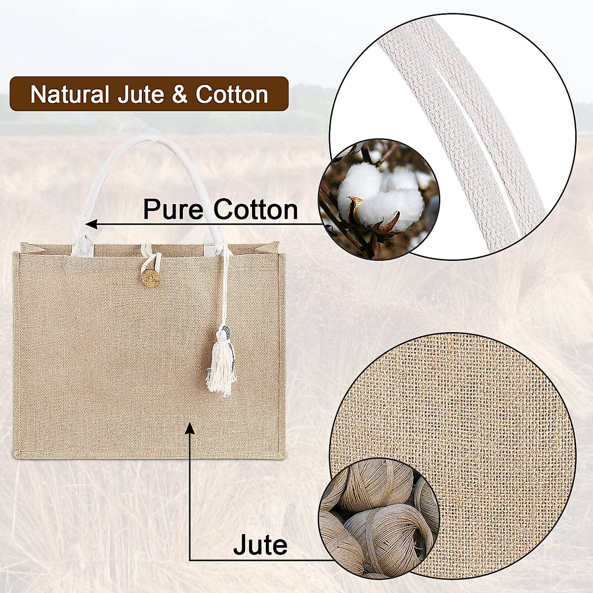 itgowisa Beach Bag For Women Personalized Beach Tote Bag Beige Beach Bag Tote Burlap Cute Reusable Grocery Bag Pocket Handle Large Sturdy Eco Waterproof Jute Bag for Shopping Lunch Travel Summer Gift