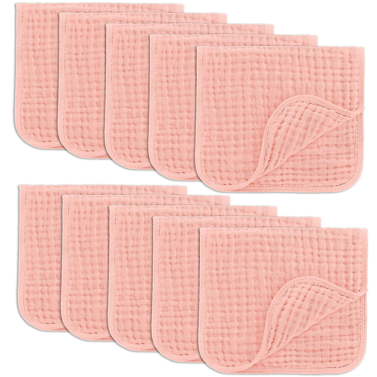 Comfy Cubs Muslin Burp Cloths 20" x 10", Pack of 10 - Large, 6-Layer, Ultra Absorbent 100% Cotton for Baby Drool and Messes - Soft, Safe & Gentle Baby Burp Cloths for Boys & Girls - Lace