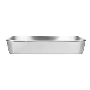 Roasting Pan, Stainless Steel Rectangular Baking Pan and Rack for Cooking Baking(23.5 * 17.5 * 5CM)