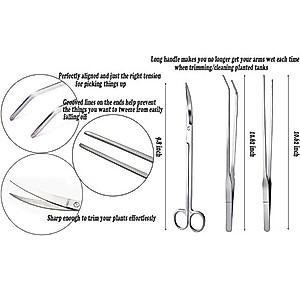 Buytra 3 in 1 Aquarium Plant Tools, Stainless Steel Aquarium Aquascaping Kit Scissor Tweezers for Planted Fish Tank