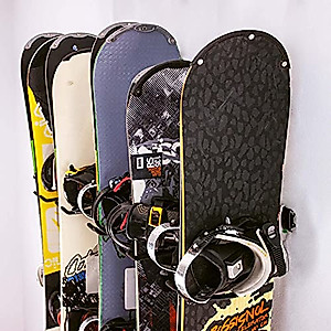 SafeRacks Wall Mounted Ski/Snowboard Rack - Includes 5 Storage Hooks