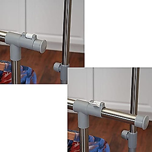 Household Essentials 3307-1 Folding Double Garment Rack with Wheels | Hang and Dry Clothes, Silver