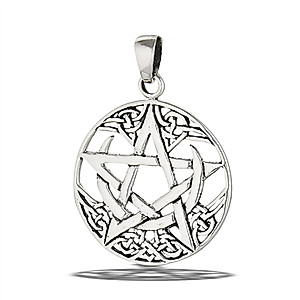Pentagram Celtic Pendant .925 Sterling Silver Knot Star Circle Crescent Charm