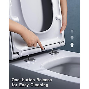 SADALAK Soft Close Quick Release Toilet Seat Elongated- Heavy Duty Adjustable Stainless Hinges, D/U Shape Toilet Seats Cover for Easy Cleaning & Simple Top Fixing - White Toilet Lid