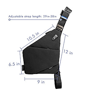 NIID-FINO NEO Sling Shoulder Crossbody Bag Chest Bag Slim Backpack Multipurpose Daypack (Meteorite black, Right Hand)