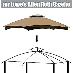 SCOCANOPY Replacement Canopy Top for The Lowe's Gazebo Model #GF-12S004B-1 / GF-12S004BTO (Beige)
