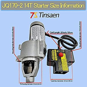 Tinsaen 14 Teeth Electric Starter Motor JQ170-2 Compatible with 291cc Storm Force LCT OHV Gas Engine（2021 and Later）and Husqvarna ST230P，Fit 2013 ariens 30" Deluxe、 LCT 306 cc Ariens AX Snowblower