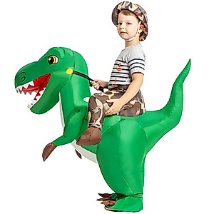 GOOSH Inflatable Dinosaur Costume for Kids Halloween Costumes Boys Girls 55IN Funny Blow up Costume for Halloween Party Cosplay