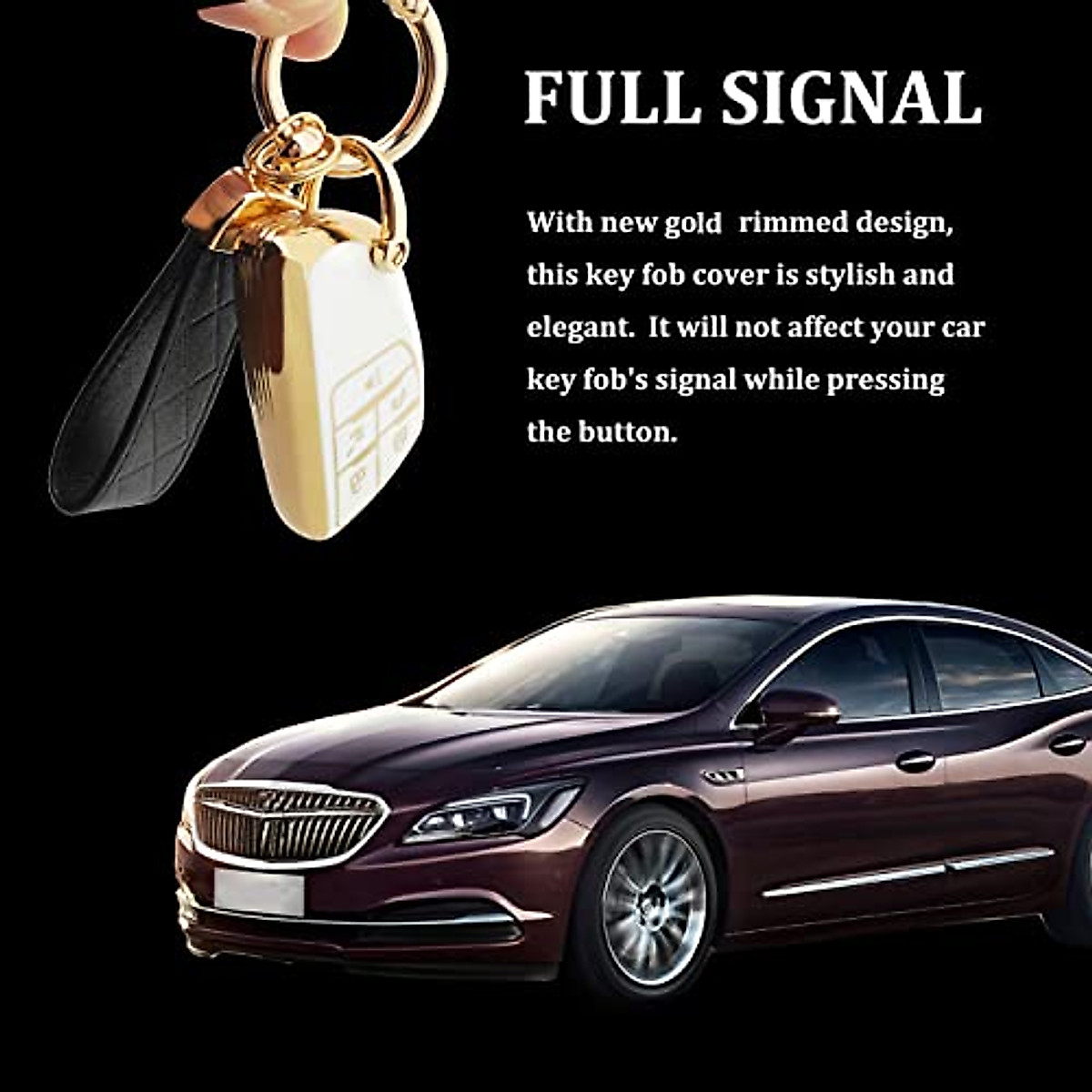 TPU Protective Key Fob Cover Case Compatible with GMC Yukon Buick Envision 2021 2022 Chevrolet Suburban Tahoe Keyless Entry Remote Key Fob (White)