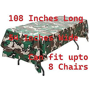 Oojami Pack of 6 Camouflage Plastic Tablecover Camo Tablecloth - 54" x 108"