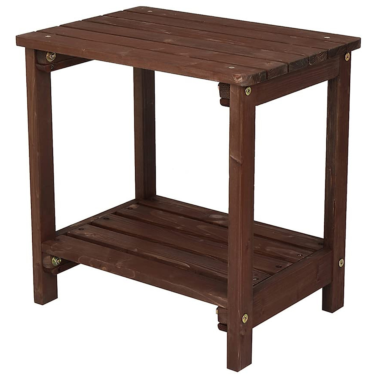 be current Outdoor Rectangular Side Table,Outdoor Patio Table Coffee Tea Bistro Small End Table,Wood with Storage,Outside Wooden Accent Furniture for Balcony Porch Garden, Brown