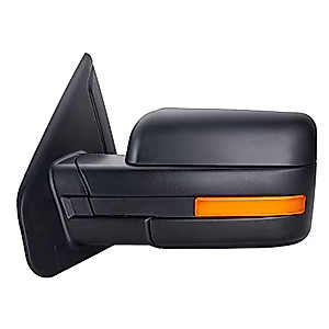 ZAPOSTS Towing Mirror Fit for 2007-2014 FORD F150 Power Heated W/Amber Signal,W/Puddle Light,Manual Folding,Driver Side