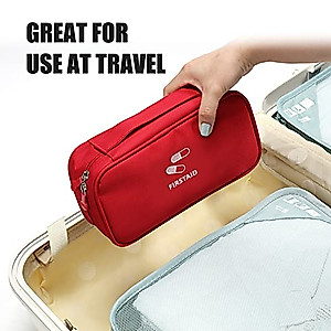 FYY Empty First Aid Bag, Red First Aid Bag Empty Portable Medical Organizer Bag for Traveling,Camping,Hiking,Home,Office-Red