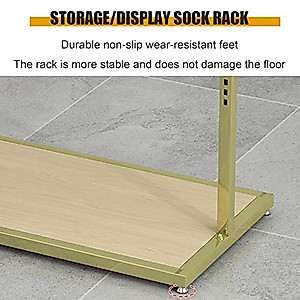 Retail Shelves Clothing Store Display Fixture, Mall Exhibition Accessory Organizer Rack with Hooks, Garment Hanger Floorstanding Jewelry Holder Keyring Shelf Sock Storage Stand, Hangbag Purse Rack