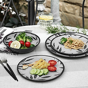 12pcs Melamine Dinnerware Set, Camping Dishes, Dinner Plates and Bowls Set for Picnic RV Use, Unbreakable, Dishwasher Safe