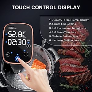 Sous Vide Cooker, Wifi Sous Vide Machine Cooker,IPX7 Waterproof, 1100W Fast-Heating Immersion Circulator with Recipes on APP,Accurate Temperature and Time Control, Low Noise