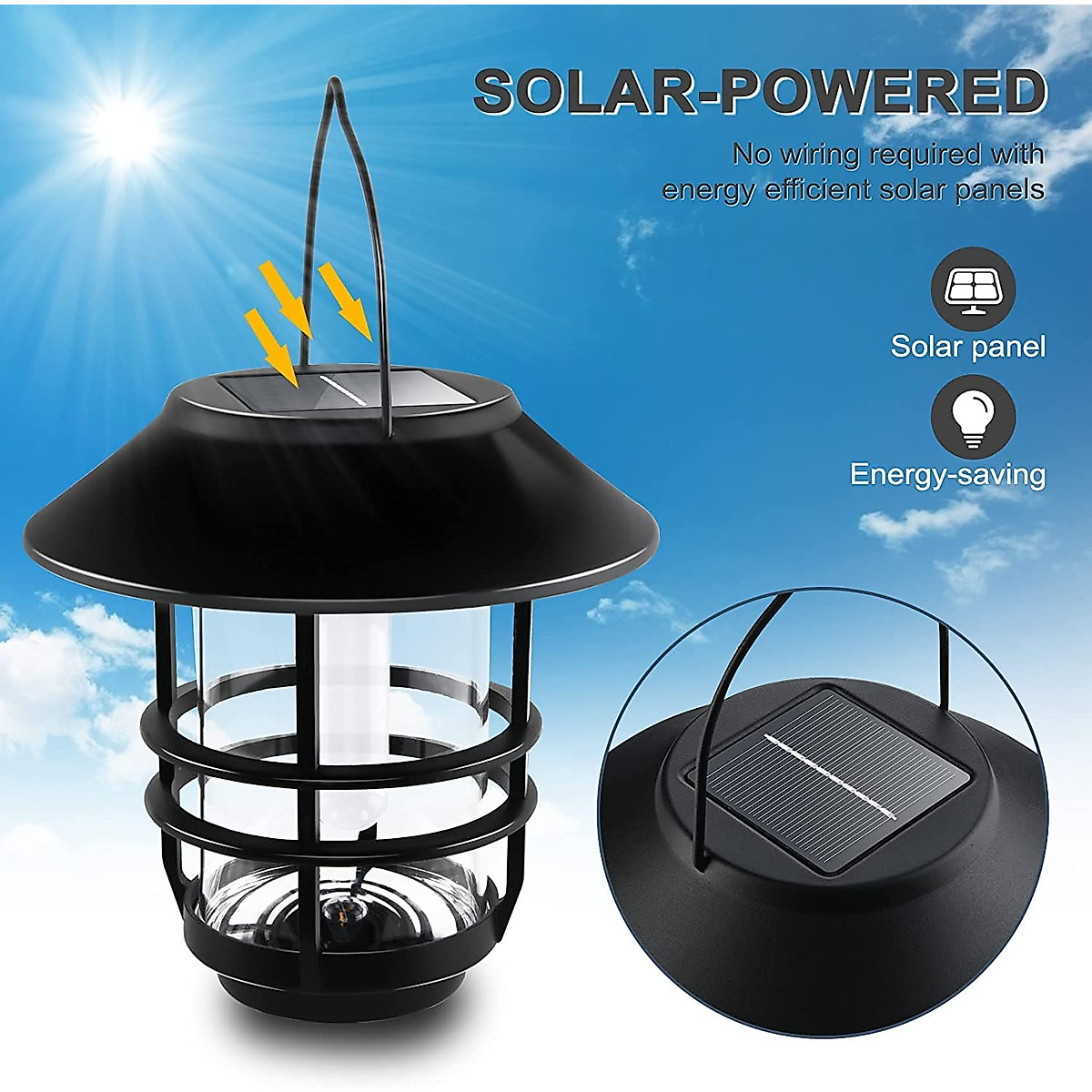 Otdair Solar Wall Lantern Outdoor, Flickering Flames Solar Sconce Lights Outdoor, Hanging Solar Lamps Wall Mount for Front Porch, Patio and Yard, 4 Pack
