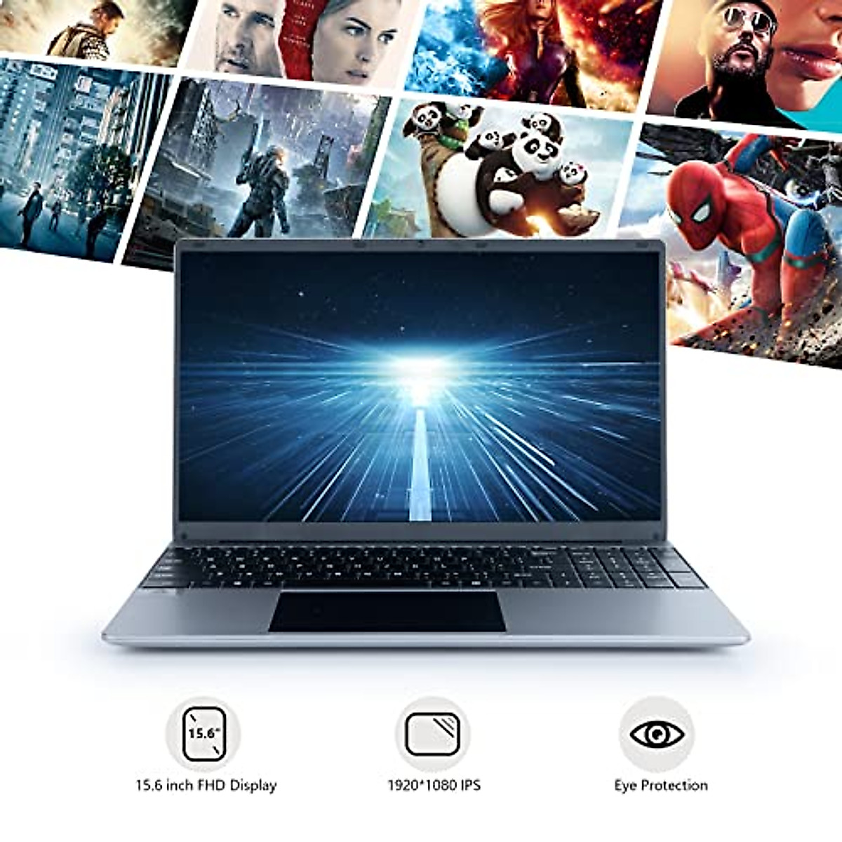 Laptop Computer, Chicbuy 15.6 Inch Laptop with 12GB DDR4 512GB SSD, Quad-Core Intel Celeron N5095 Processors, Pre-installed Windows 11, 1080P IPS FHD Display, USB 3.0, Bluetooth 4.2, 2.4/5G WiFi(Gray)