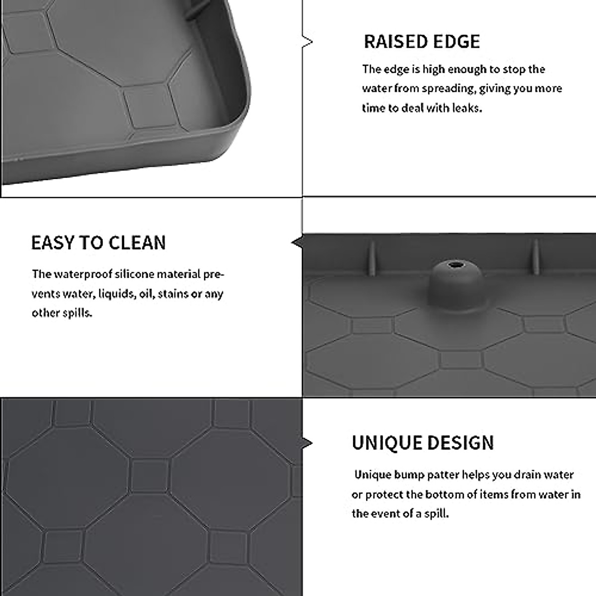 Under Sink Mat,34"X22" Under Sink Mat For Kitchen,Silicone Under Sink Liner,Wa-terproof Kitchen Cabinet Tray,Kitchen Bathroom Cabinet Mat And Protector For Drips Leaks Spills(size:33.86 x 22.05inch)