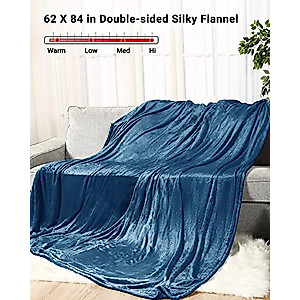 SUNNY HEAT Electric Blanket 62 x 84 Inches Heated Reversible Flannel Blanket Twin Size with 10 Hours Auto Off & 4 Temperature Levels & ETL Certification, Home Office Use & Machine Washable, Teal