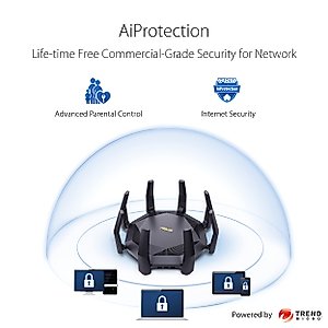ASUS RT-AX89X (AX6000) Dual Band 12-stream WiFi 6 Extendable Router, Dual 10G Ports, Gaming Port, Mobile Game Mode, Subscription-free Network Security, Instant Guard, VPN, AiMesh Compatible