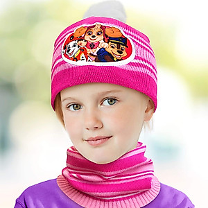 Nickelodeon Girls' JoJo Siwa or Paw Patrol Winter Hat, Gloves or Mittens, and Gaiter Set (2-7), Size Age 2-4, Paw Patrol, Mittens
