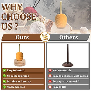 Wooden Yarn Holder Revolving Yarn Ball Stand Rotatable Beech Wood Yarn Skein Spinner Spindle Wooden Sewing Crocheting Tool Yarn Thread Holder Dispenser for Knitting