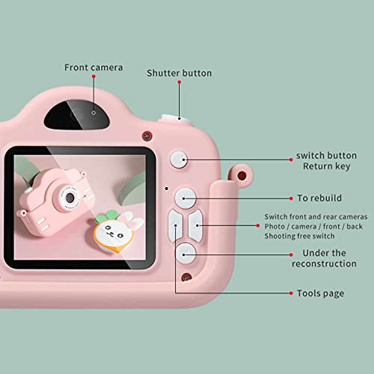 Qiopertar HD Camera for Children's Photography and Video Recording Front and Rear Dual 2000W HD Camera Children's Camera Mini Children's Gift Camera Selfie Camera for Kids